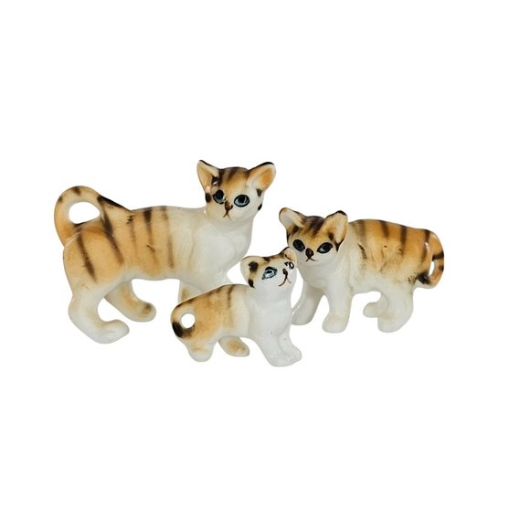 Accents | Vintage Bone China Tabby Cat Family Orange Striped Miniature ...